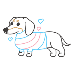 Dog Trans Flag Stroke PNG & SVG Design For T-Shirts