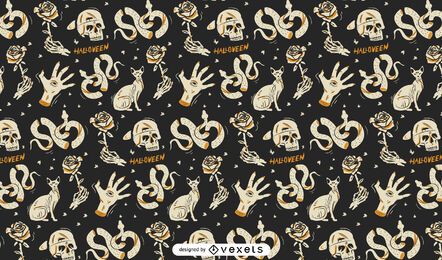 Halloween Holiday Scary Elements Pattern Design Vector Download