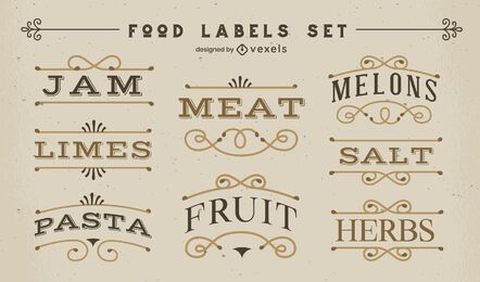 Vintage Style Food Labels Set Vector Download