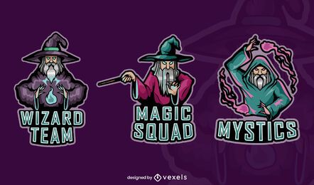 Wizards Gaming Badges Set Vector Download