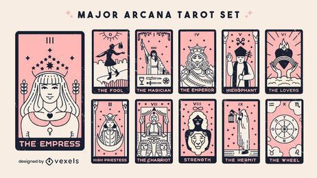Set Von Großen Arkana-Tarotkarten - Vektor Download