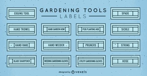 Gardening Tools Labels Set Vector Download
