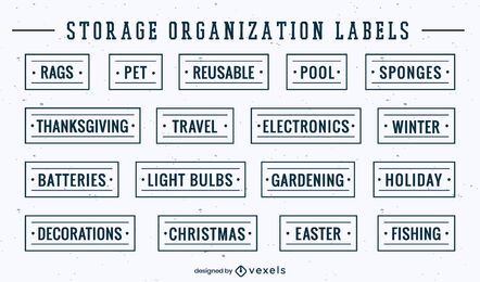 Set Of Item And Tools Organization Labels Vector Download
