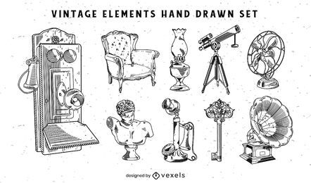 Hand Drawn Vintage Objects Vector Download