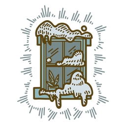 Snowy Window Color Stroke PNG & SVG Design For T-Shirts