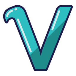 Curly V Glossy Alphabet PNG & SVG Design For T-Shirts