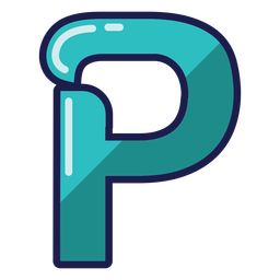 Curly P Glossy Alphabet PNG & SVG Design For T-Shirts