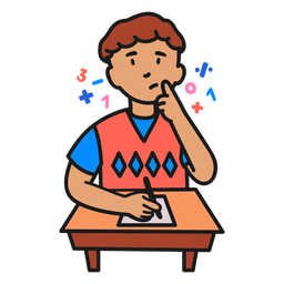 Thinking Boy Color Stroke PNG & SVG Design For T-Shirts