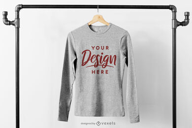 Long Sleeve T-shirt Rack Mockup PSD Editable Template