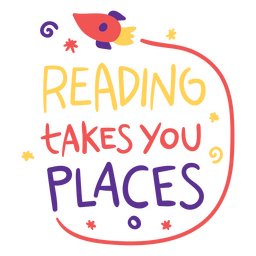 Flying Rocket Reading Doodle Badge PNG & SVG Design For T-Shirts