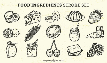 Food Elements And Ingredients Hand Drawn Set Vector Download
