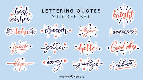 Lettering Positive Quotes Sticker Set Vector Download