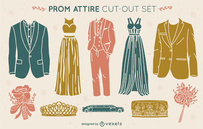 Prom Formal Party Clothing Cut Out Set Vector Download