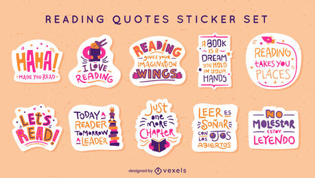 Lettering Set Of Reading Stickers Vector Download