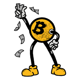 Bitcoin Money Retro Cartoon Character PNG & SVG Design For T-Shirts