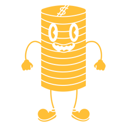 Coins Stack Retro Cartoon Cut Out PNG & SVG Design For T-Shirts