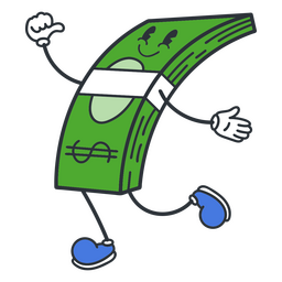 Dollars Retro Cartoon Color PNG & SVG Design For T-Shirts
