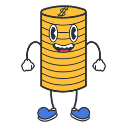 Coins Stack Retro Cartoon Color PNG & SVG Design For T-Shirts
