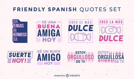 Happy Spanish Quotes Friendly Badge Set Vector Download