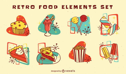 Sweet Treats Retro Style Color Vector Download