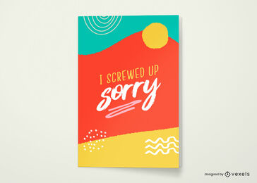 Screwed Up Sorry Greeting Card Template Vector Download