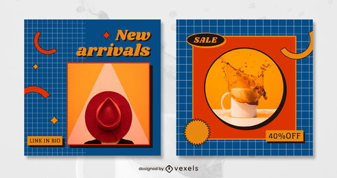 Retro Colorful Style Post Template PSD Editable Template