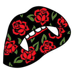 Vampire Floral Mouth PNG & SVG Design For T-Shirts