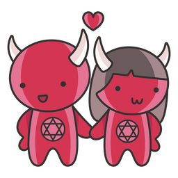 Demon Couple Halloween Cute Characters Transparent PNG & SVG Vector