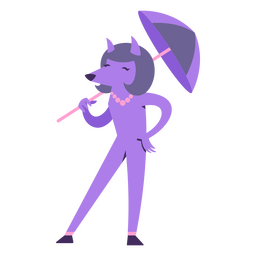 Werewolf Lady With Umbrella PNG & SVG Design For T-Shirts