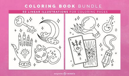 Witch Magic Coloring Book Pages Design Vector Download