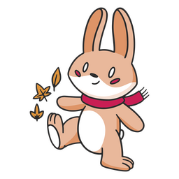 Cute Autumn Scarf Leaves Bunny Character PNG & SVG Design For T-Shirts