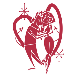 Devil Couple Heart Cartoon PNG & SVG Design For T-Shirts