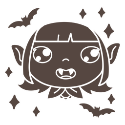 Cute Sparkly Vampire Girl Cartoon PNG & SVG Design For T-Shirts