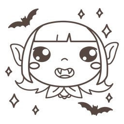Cute Sparkly Vampire Girl PNG & SVG Design For T-Shirts