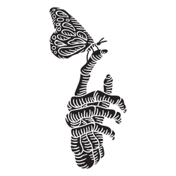 Detailed Skeleton Hand With Butterfly PNG & SVG Design For T-Shirts