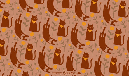 Cats Brown And Flat Pattern Vector Download