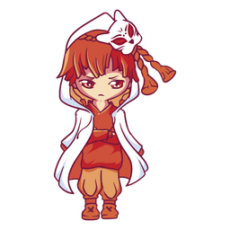 Cute Anime Character With Fox Mask PNG & SVG Design For T-Shirts