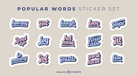 Happy Popular Slang Quotes Sticker Set Vector Download
