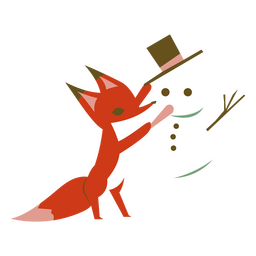 Christmas Flat Fox And Snowman PNG & SVG Design For T-Shirts