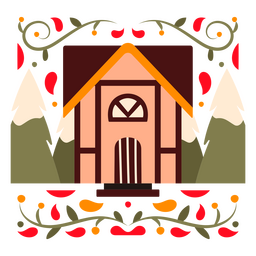 Pink Cabin In The Mountains Flat PNG & SVG Design For T-Shirts