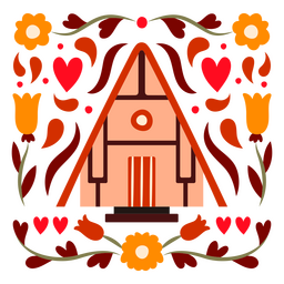 Lovely Pink Cabin Flat PNG & SVG Design For T-Shirts