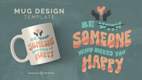 Self Happiness Mug Design Template Vector Download