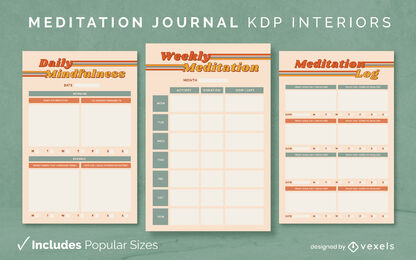 Meditation Journal Design Template KDP Vector Download