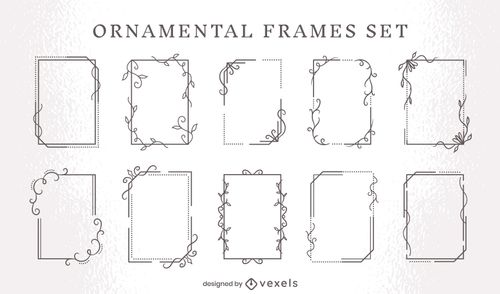 Marcos De Arte Lineal Con Remolinos Redondos Descarga Vector De Marco