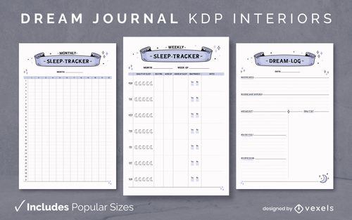 Dream Journal Color Stroke Design Template KDP Vector Download