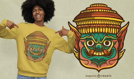 Traditional Thai Mask T-shirt Design Vector Download