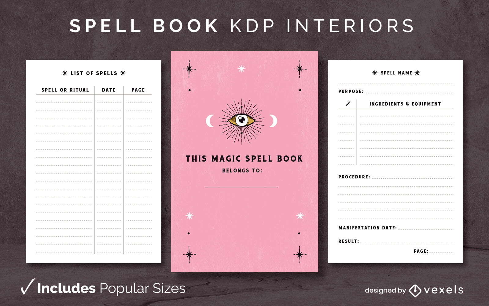 Simple Spell Book KDP Interior Design Vector Download