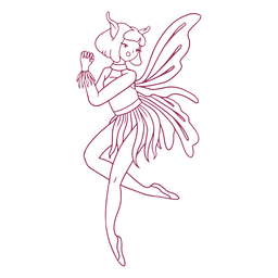 Fairy Character Line Art PNG & SVG Design For T-Shirts