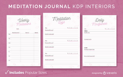 Lettering Meditation Journal Template KDP Interior Design Vector Download
