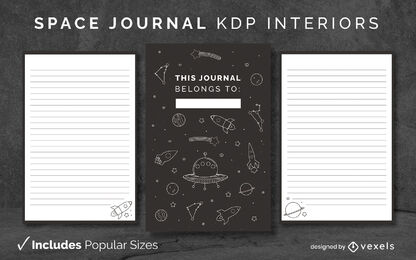 Space Journal Template KDP Interior Design Vector Download